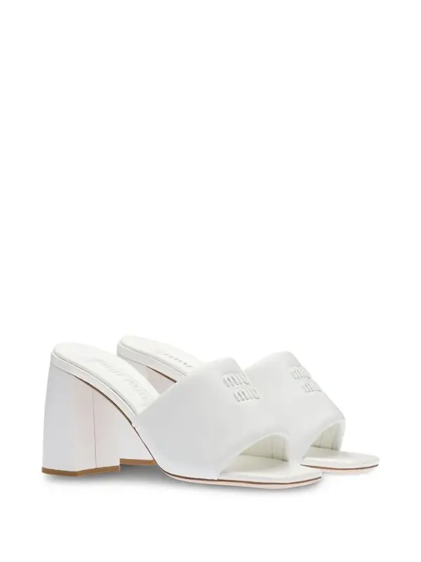 Miu Miu Padded 85mm Leather Sandals - F0009 White | Editorialist
